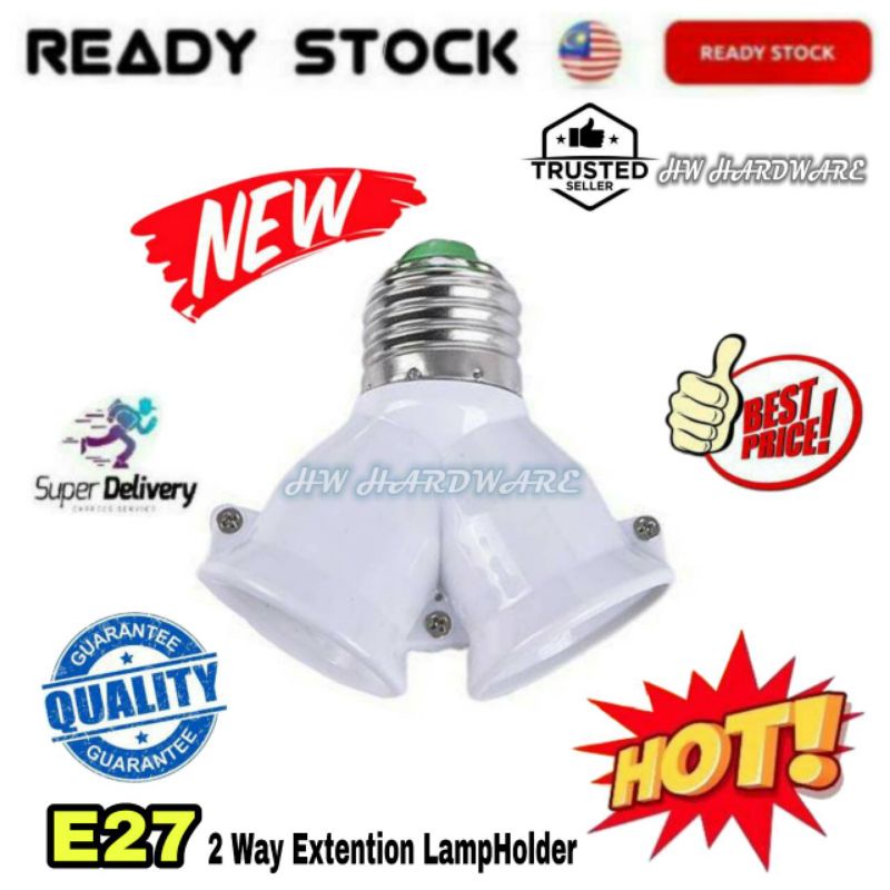 E27 Two Way Screwed Socket Base Extend Splitter Plug Lamp Holder | Shopee Malaysia