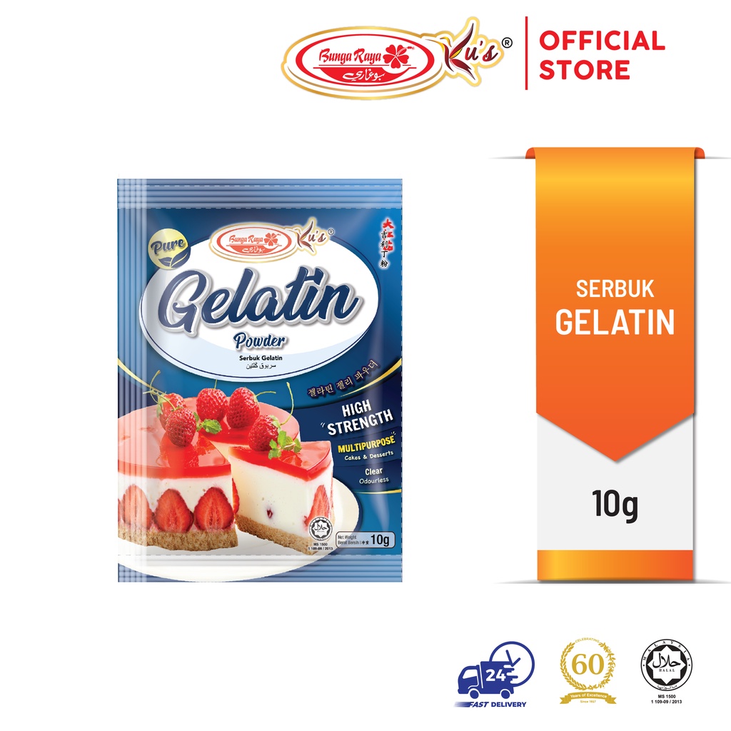 BUNGA RAYA KUS Serbuk Gelatin 10g || BUNGA RAYA KUS Gelatin Powder 10g ...