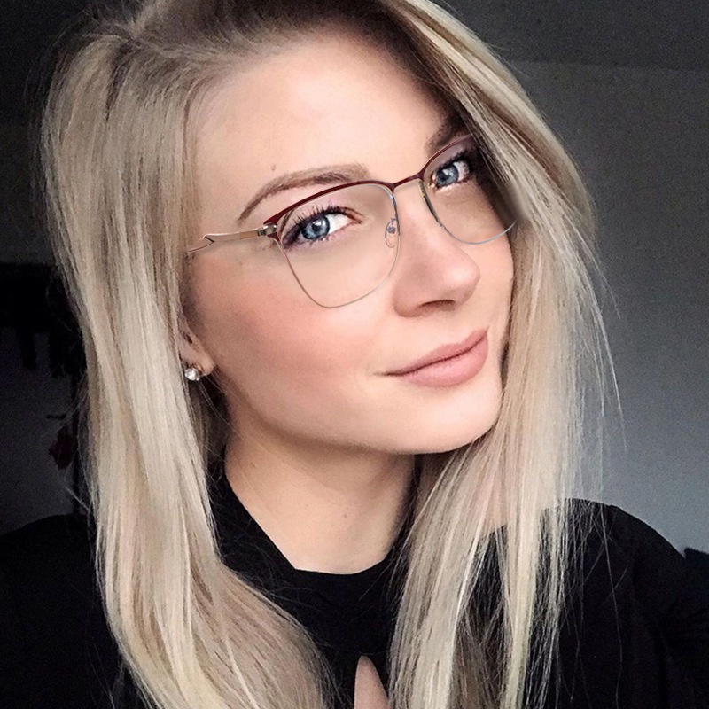 The New Half-frame Optical Frame Retro Business Square Glasses Frame ...