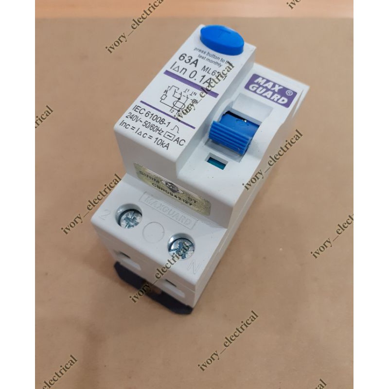 MAXGUARD 2 Pole 63A 100mA RCCB / ELCB | Shopee Malaysia