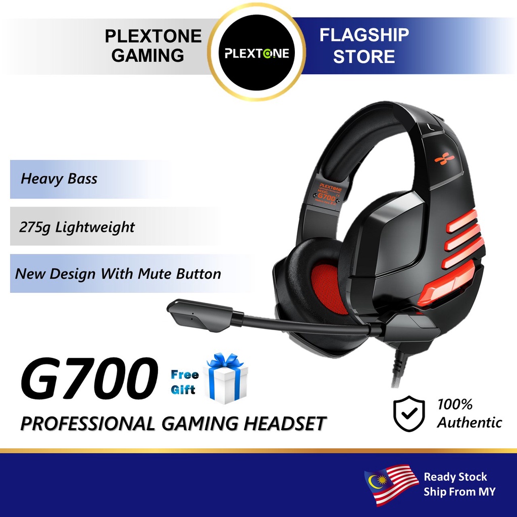 PLEXTONE G700 Lightweight Gaming Headphones Extra Bass Adjustable Long ...