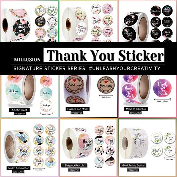 [Millusion] 500pcs Thank You Sticker Sticker Terima Kasih Quality Label ...