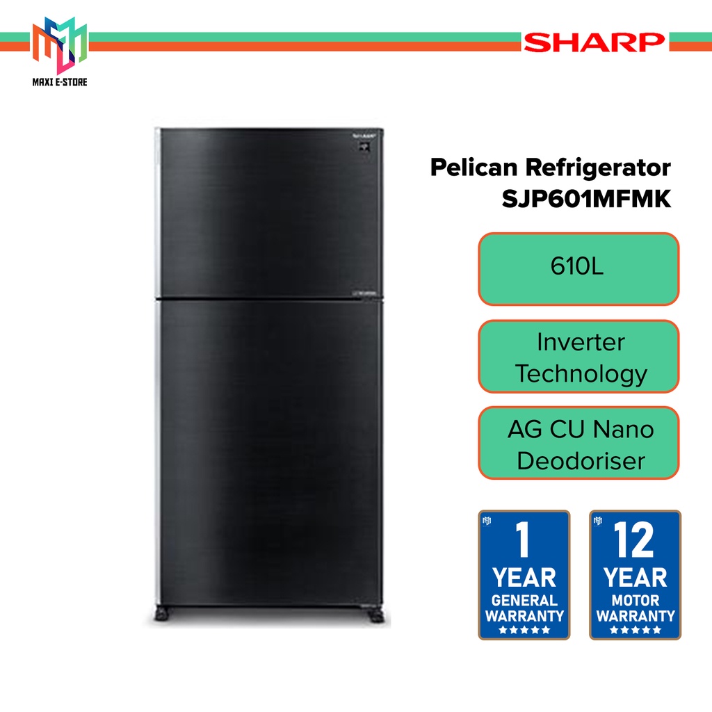 Sharp Pelican Refrigerator J-Tech Inverter Plasmacluster Ion Technology ...