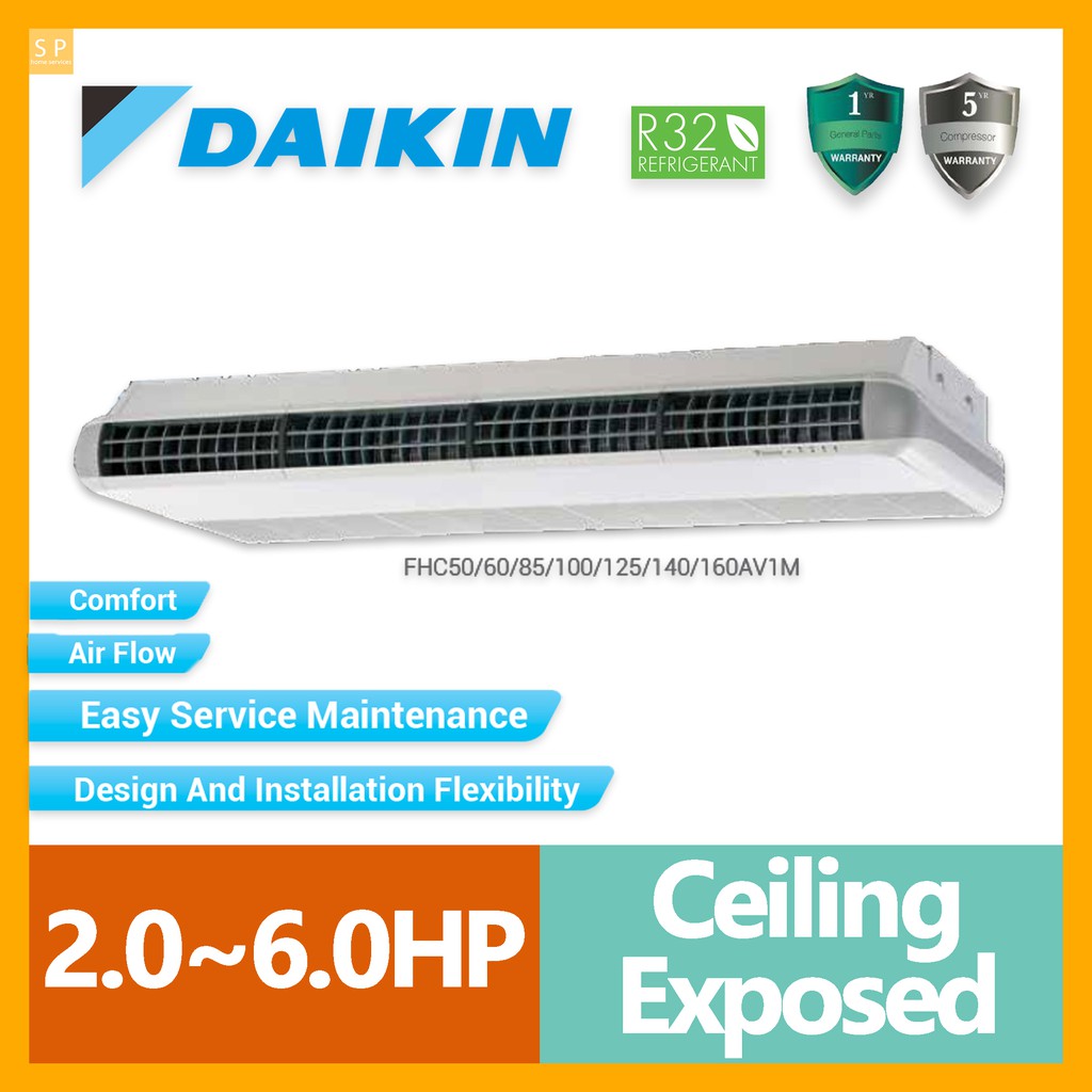 Daikin Ceiling Exposed Ceiling Suspended R32 Non Inverter Air Conditioner SkyAir (FHC50A ...