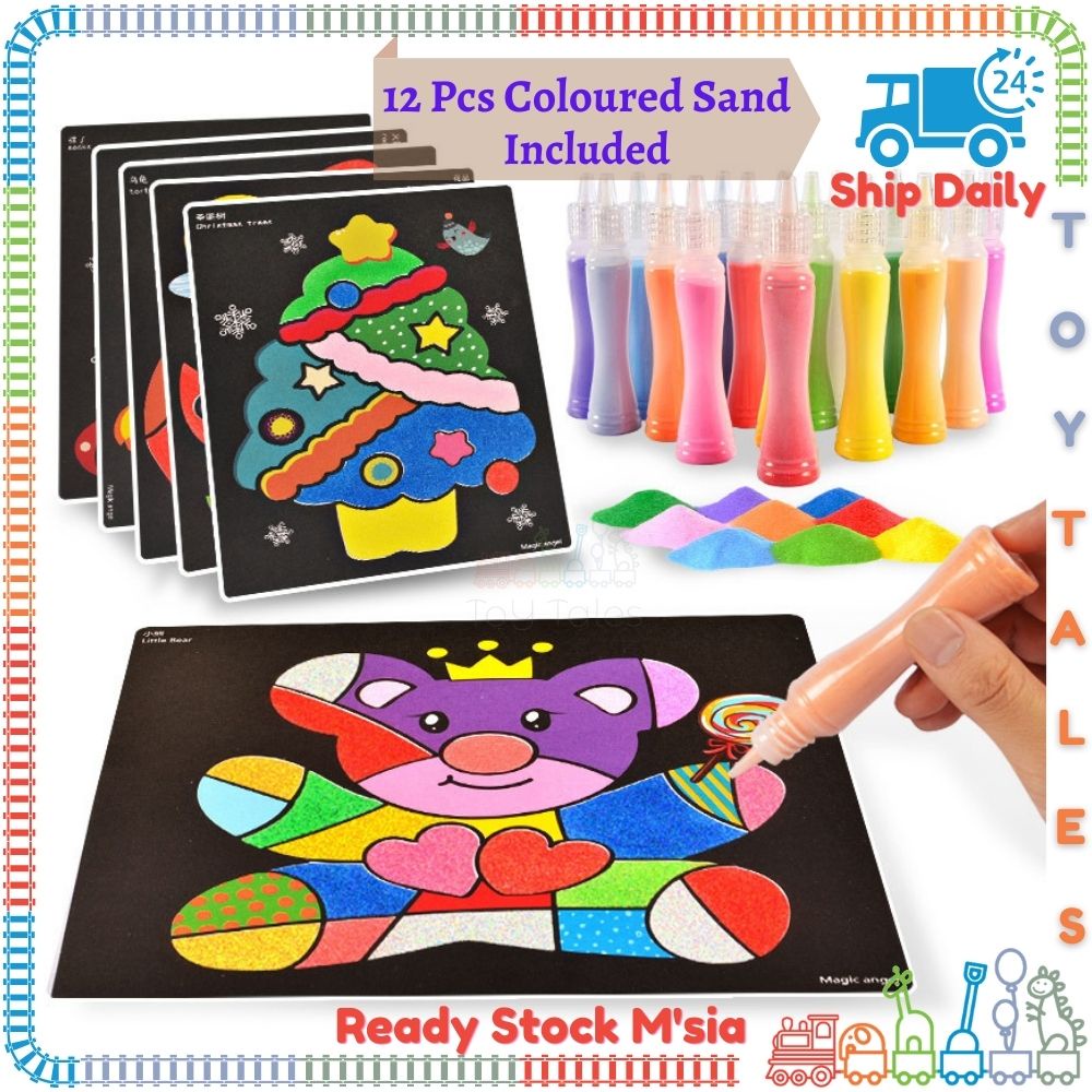 Sand Painting Art for Kids Craft Box Set [12 Bottles Colour Sand] Child ...