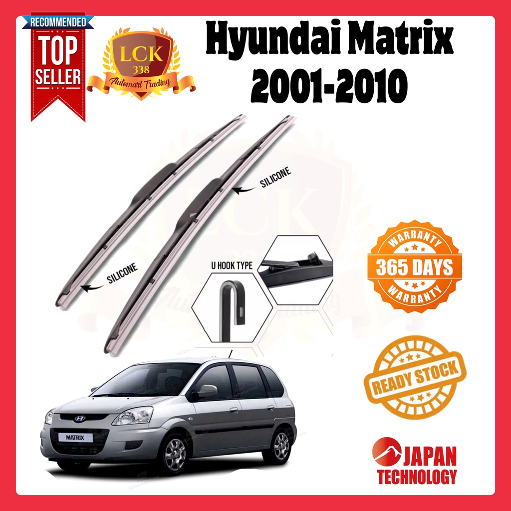 (Ready stock) HYUNDAI MATRIX (2001-2010) WIPER SILICONE RUBBER 22"/16 ...