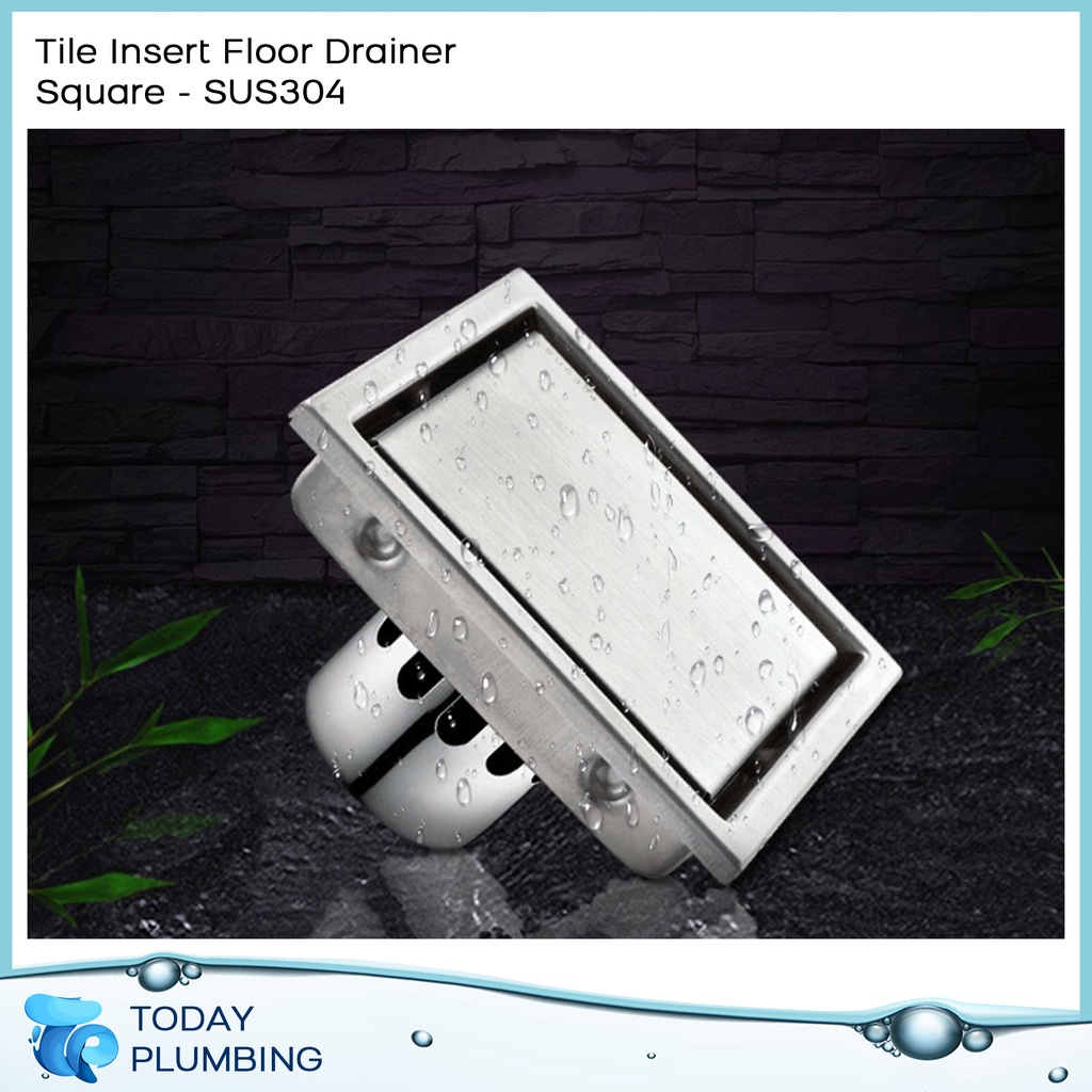 Square SUS304 Stainless Steel Tile-Insert Floor Trap Grating Drainer ...