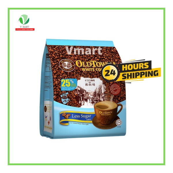 Oldtown 3 in 1 Instant White coffee Less sugar /Kopi putih kurang manis 25% (35g x 15's ...