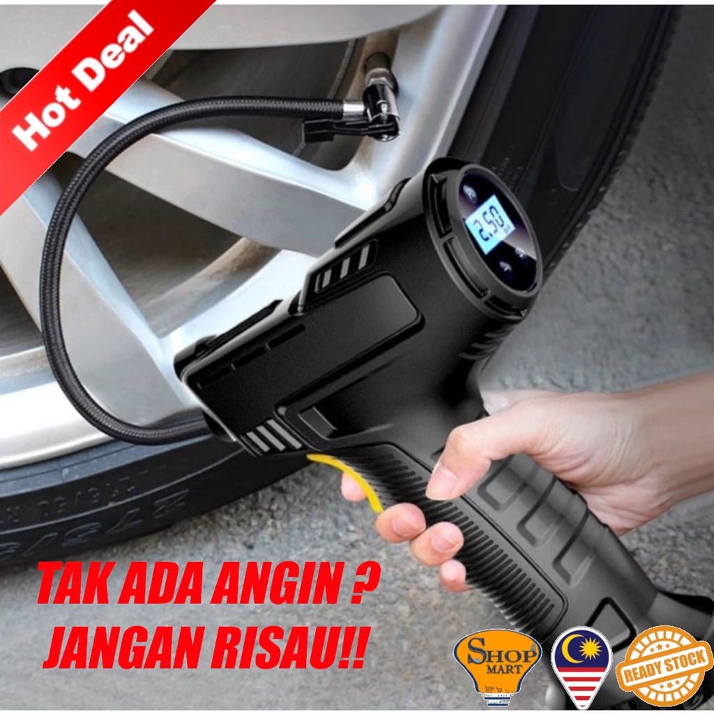 Car Motor Tyre Electric Air Pump Emergency Tire Inflator Portable ...