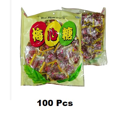 100 Pcs Jomei Plum Candy Huang Xin Mei Gula Asam/ 30 Pcs Heart Shape Honey Plum Lollipop (LOCAL ...