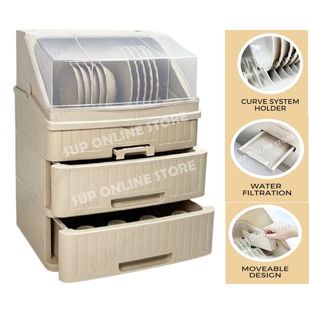 Multi Purpose Dish Drainer / Dish Storage / Dish Rack / Rack Pinggan ...