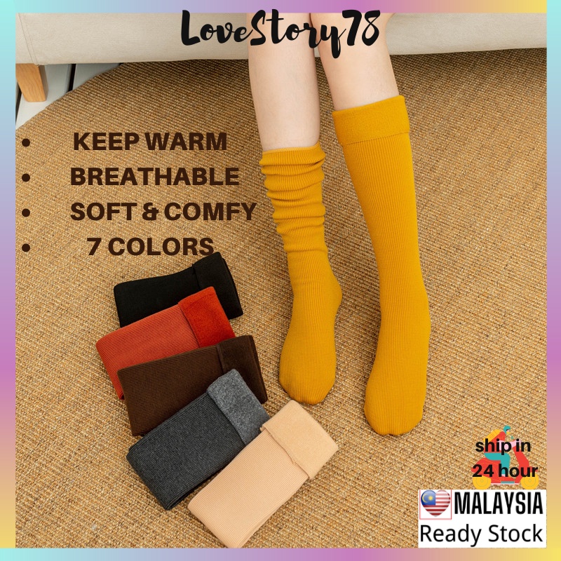 LOVESTORY 1Pair Stokin Panjang Tebal Wanita Stocking Fashion Socks ...
