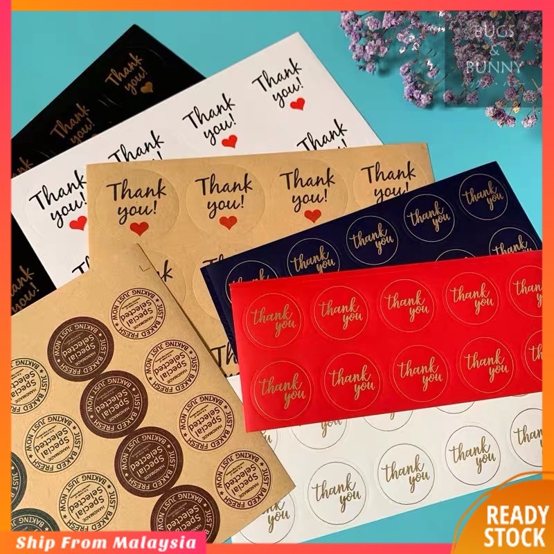 60pcs Thank You Sticker Terima Kasih Handmade Sticker Seal Label ...