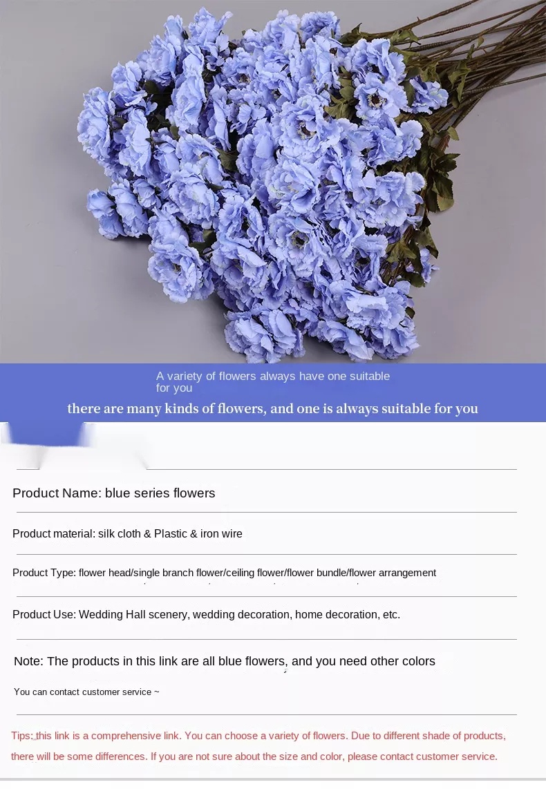 Blue series artificial flower blue simulation green blue wedding theme ...