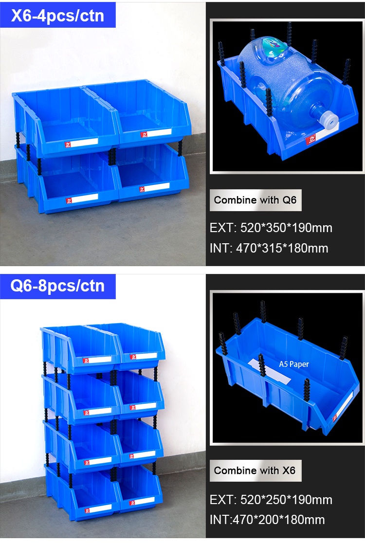 X Series | Plastic stackable parts bin for warehouse Shelf Screw ...