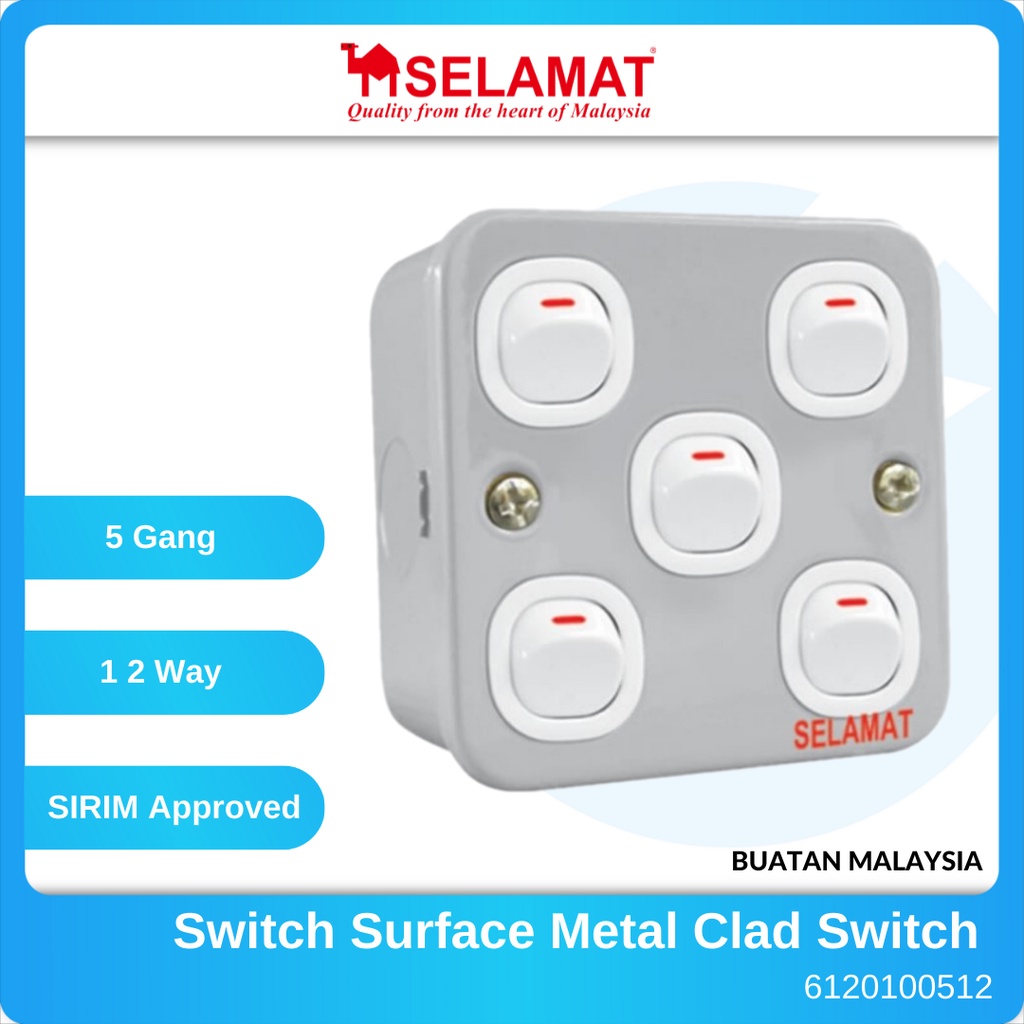 SELAMAT 2K705 5 Gang 1 Way / 5 Gang 2 Way Switch Surface Metal Clad ...