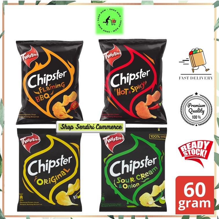 Twisties Chipster Potato Chips 60g (Flamming BBQ, Hot & Spicy, Original, Sour Cream & Onion ...