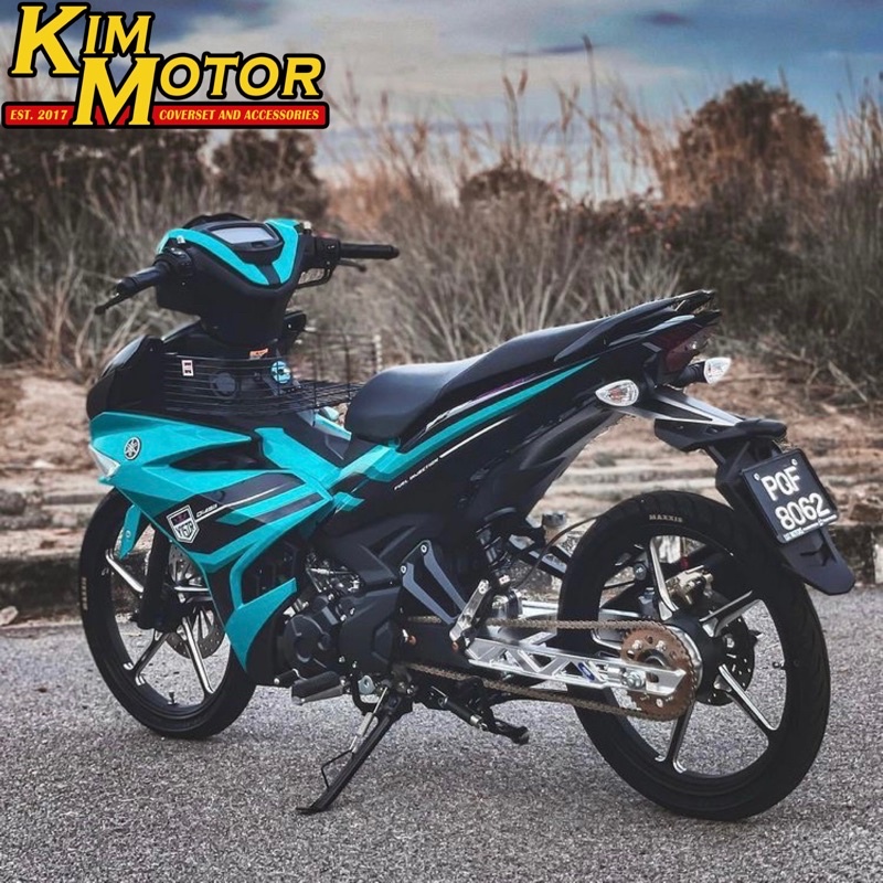 COVERSET Y15 V1 V2 ORIGINAL VELOZI CYAN LUMUT STRIPE SIAP TAMPAL ...