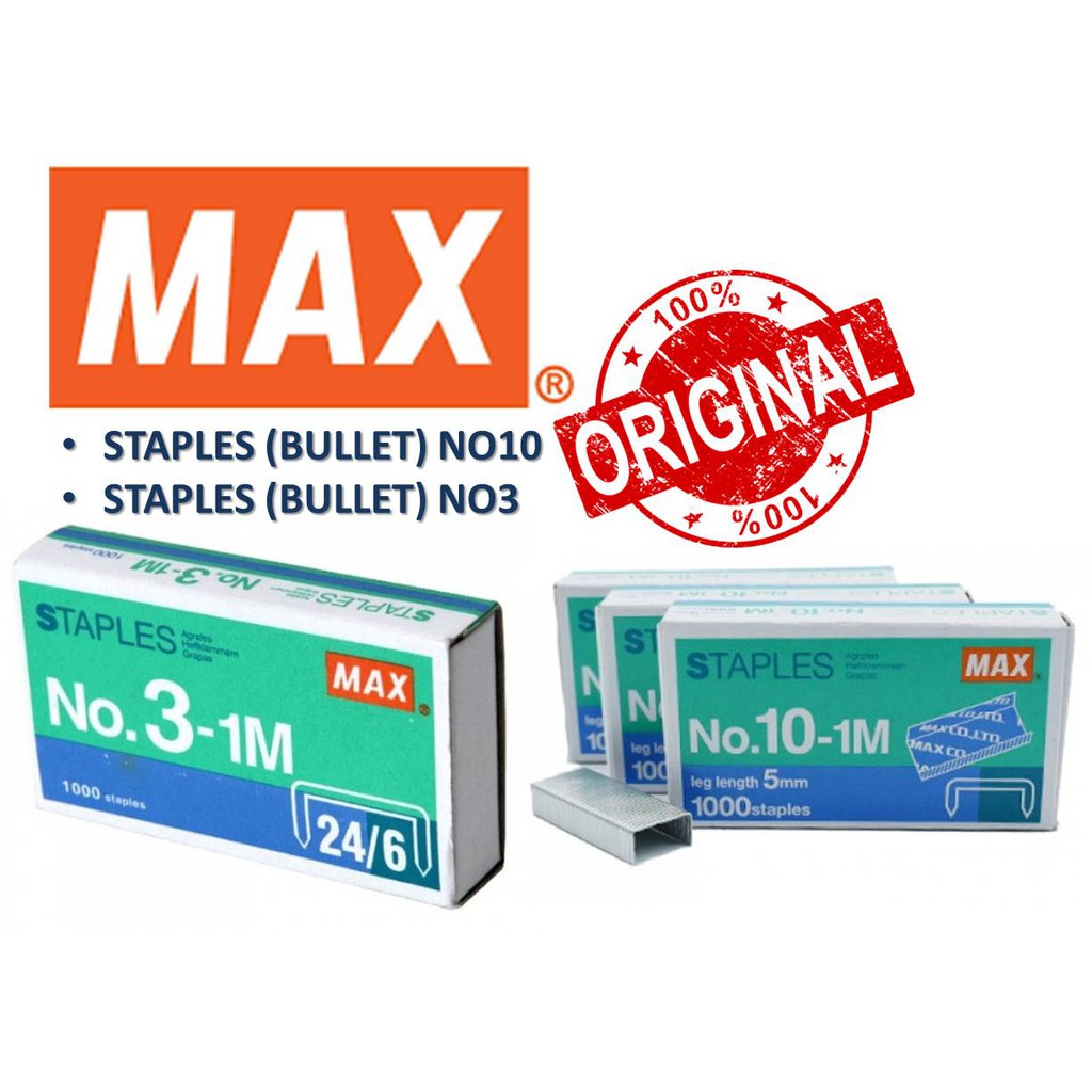 Original MAX Staples No10-1M, Staple No3-1M (Dawai Kokot Ubat Stapler ...