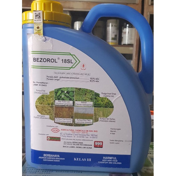 ACM Bezorol 18SL - glufosinate-ammonium 18% - 4L Herbicides | Shopee ...
