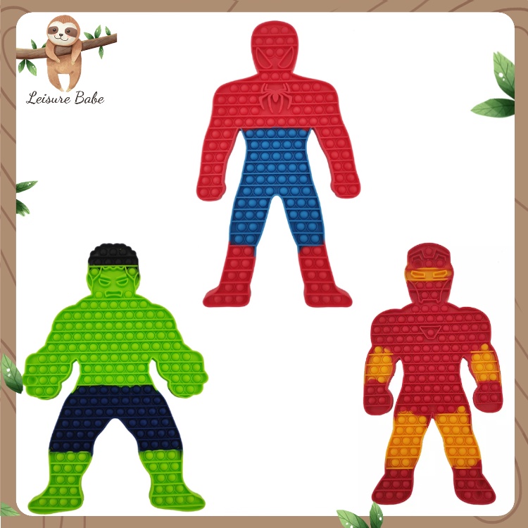 Big Size Spiderman Pop It Push Bubble Fidget Toys Iron Man Hulk Relieve ...