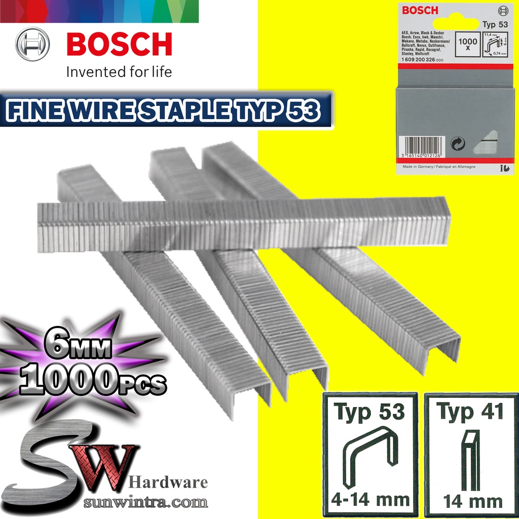 Bosch Fine Wire Staple TYP 53 1000 Pcs 6mm / 8mm for Bosch Manual ...