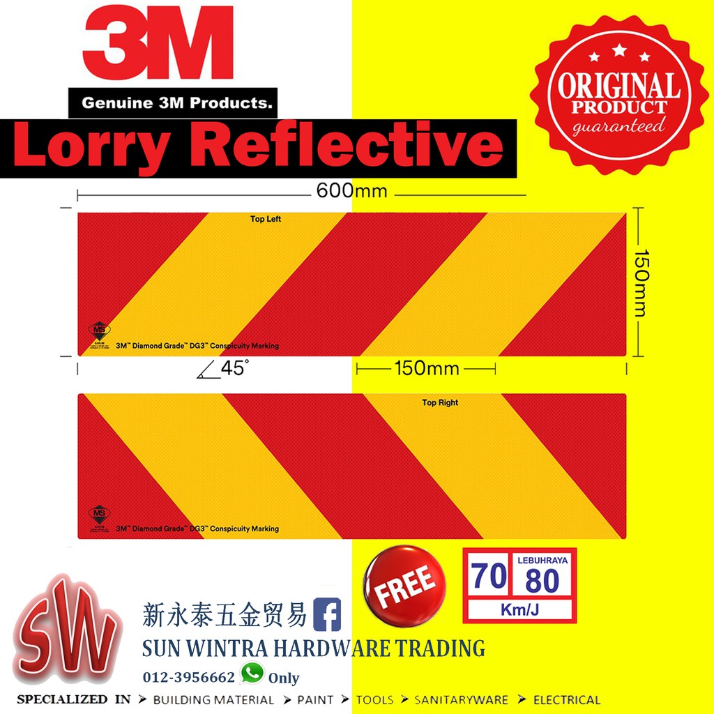 3M ORIGINAL LORRY REFLECTIVE STICKER w/SIRIM APPROVED | Shopee Malaysia