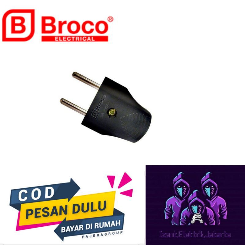 HITAM MALE FLAT PLUG BLACK Broco TERMINAL COWOK ELECTRICAL PLUG ...