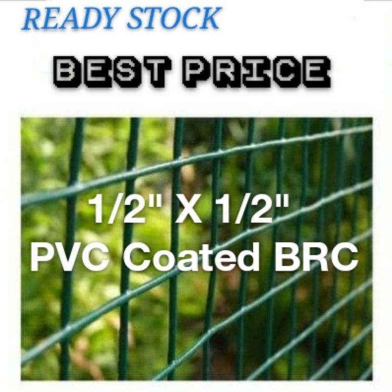 3ft x 50ft Green PVC Coated Galvanized BRC Welded Wire Mesh Net Netting ...