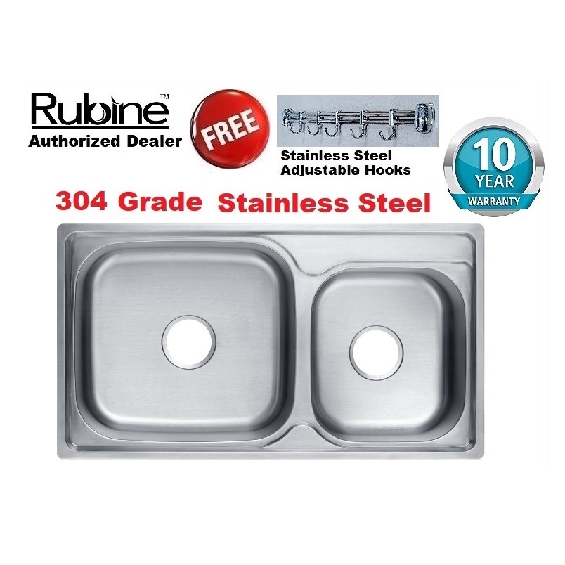 Rubine CJX-660 Kitchen Sink 304 Stainless Steel (NON RETURNABLE ...