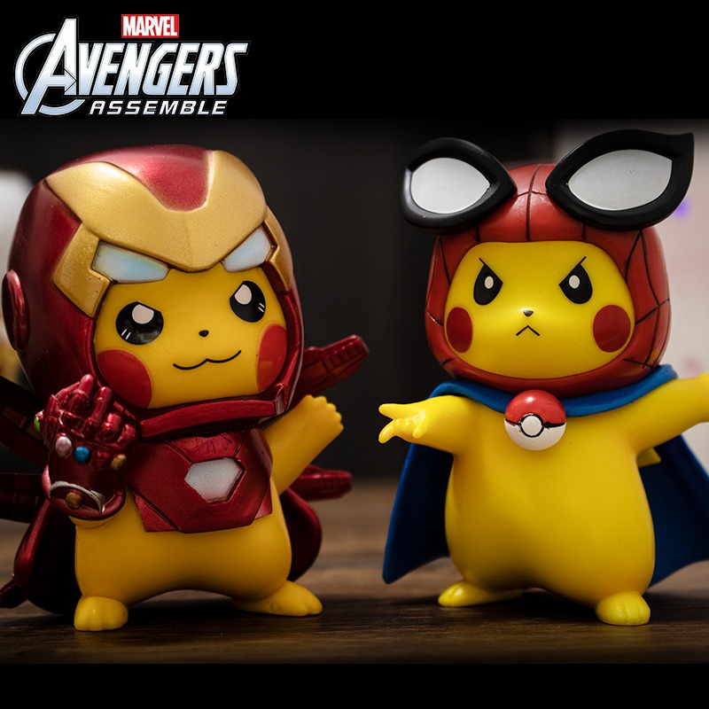 Pocket Monster Pikachu Cosplay Iron Man Marvel PVC 10CM Action Figure ...