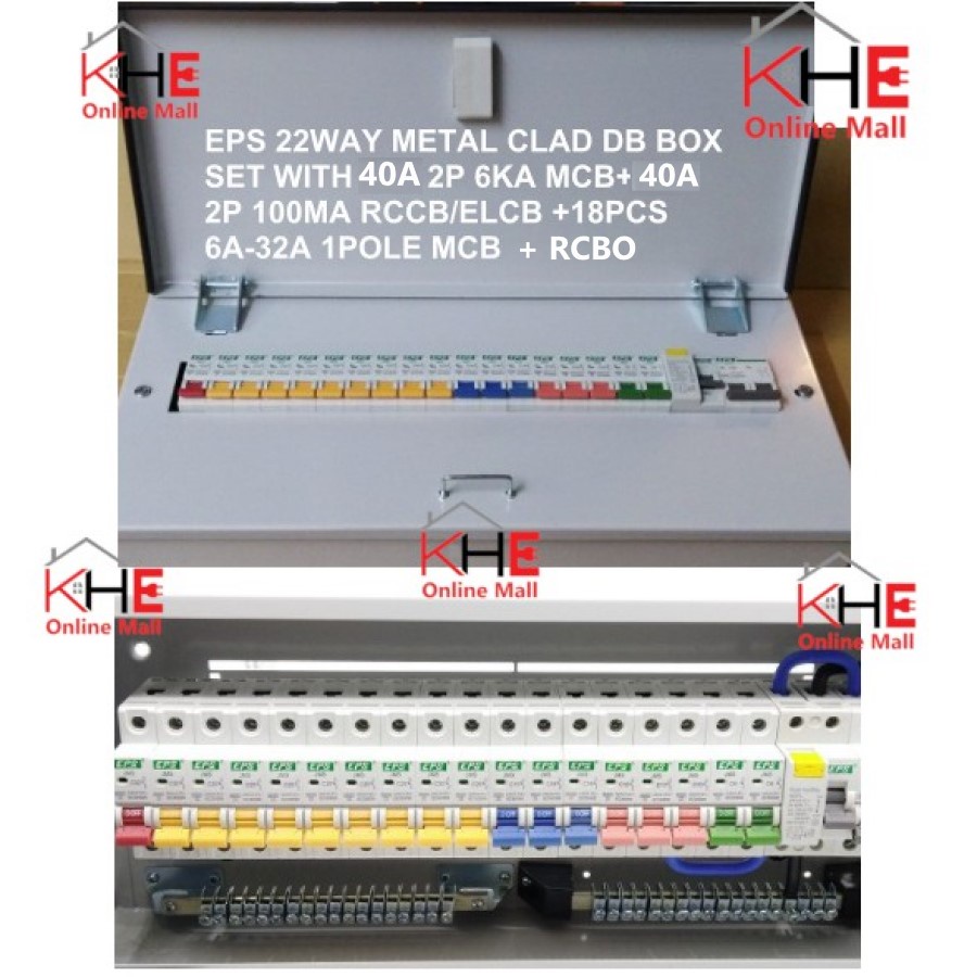 EPS 22WAY METAL CLAD DB BOX SET (SINGLE PHASE) & RCBO | Shopee Malaysia