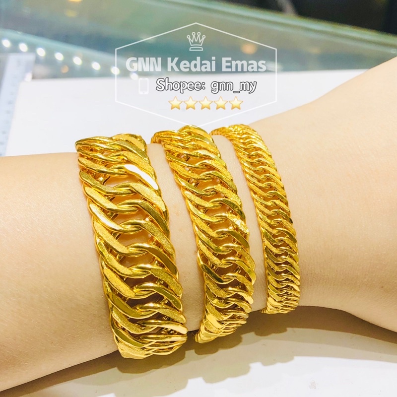 EMAS 375 RANTAI TANGAN LIPAN KAIT KOSONG BESAR 375GOLD BRACELETS ...