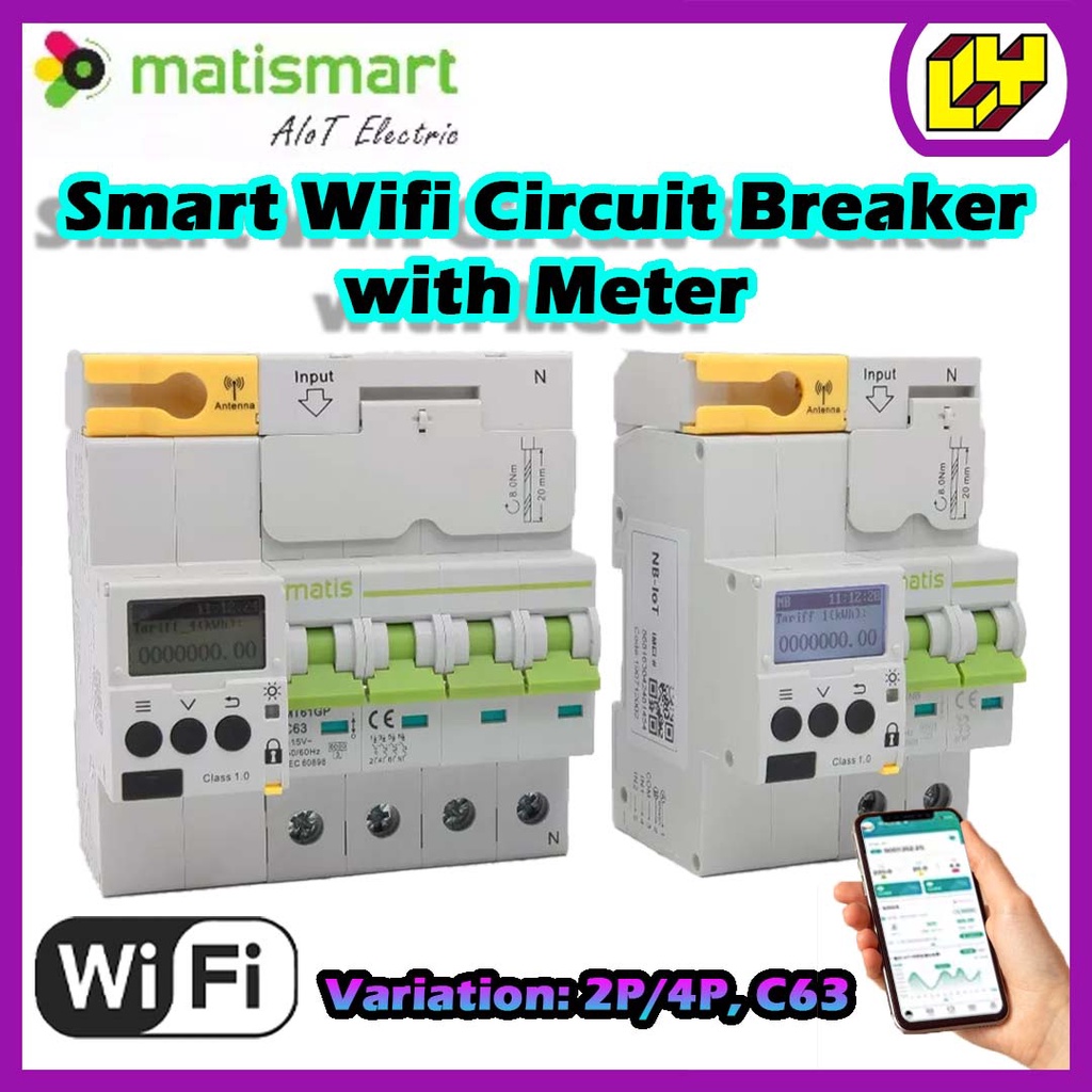 MCB ELCB C63 Smart Circuit Breaker with Meter 2P 4P Auto Reclose 63A ...