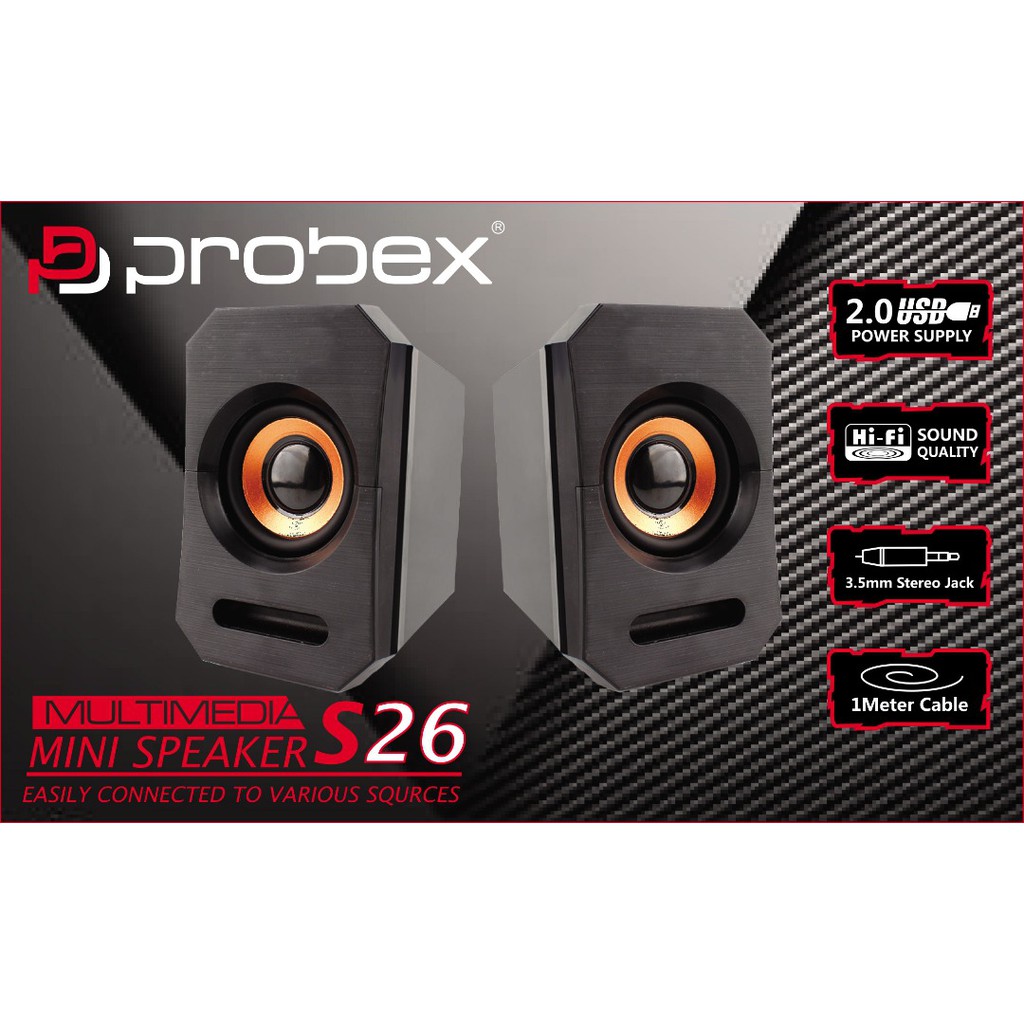 Probex (SP-S26) USB Multimedia 2.0 Mini Speaker With Volume Control ...