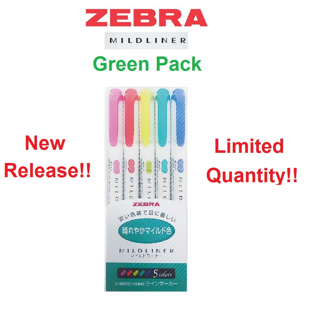 Zebra Mildliner Double Sided Highlighter Set Green Pack | Shopee Malaysia