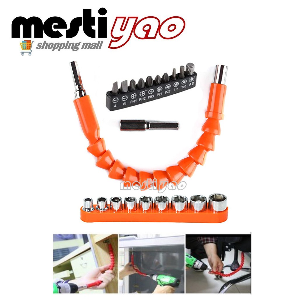 21PCS Flexible Screw Driver Bit Set/Flexible Shaft Extension Rod/Mata ...