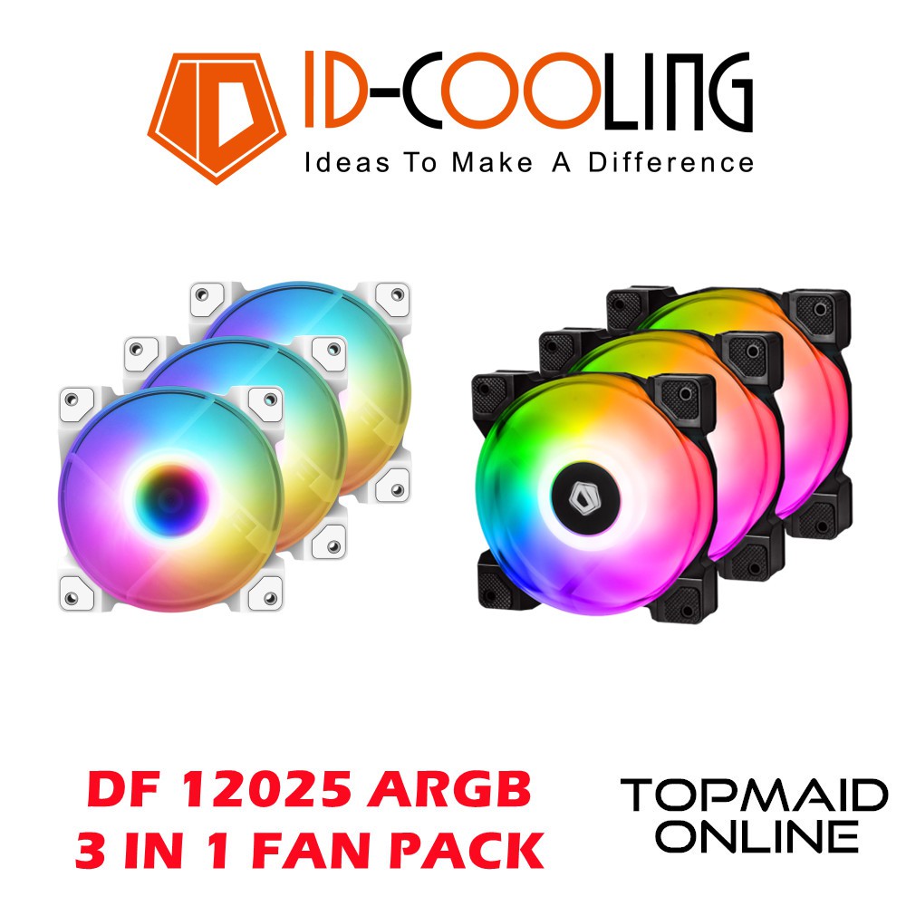 ID COOLING DF 12025-ARGB TRIO ADDRESSABLE RGB PC COOLING FAN (3 IN1 FAN ...