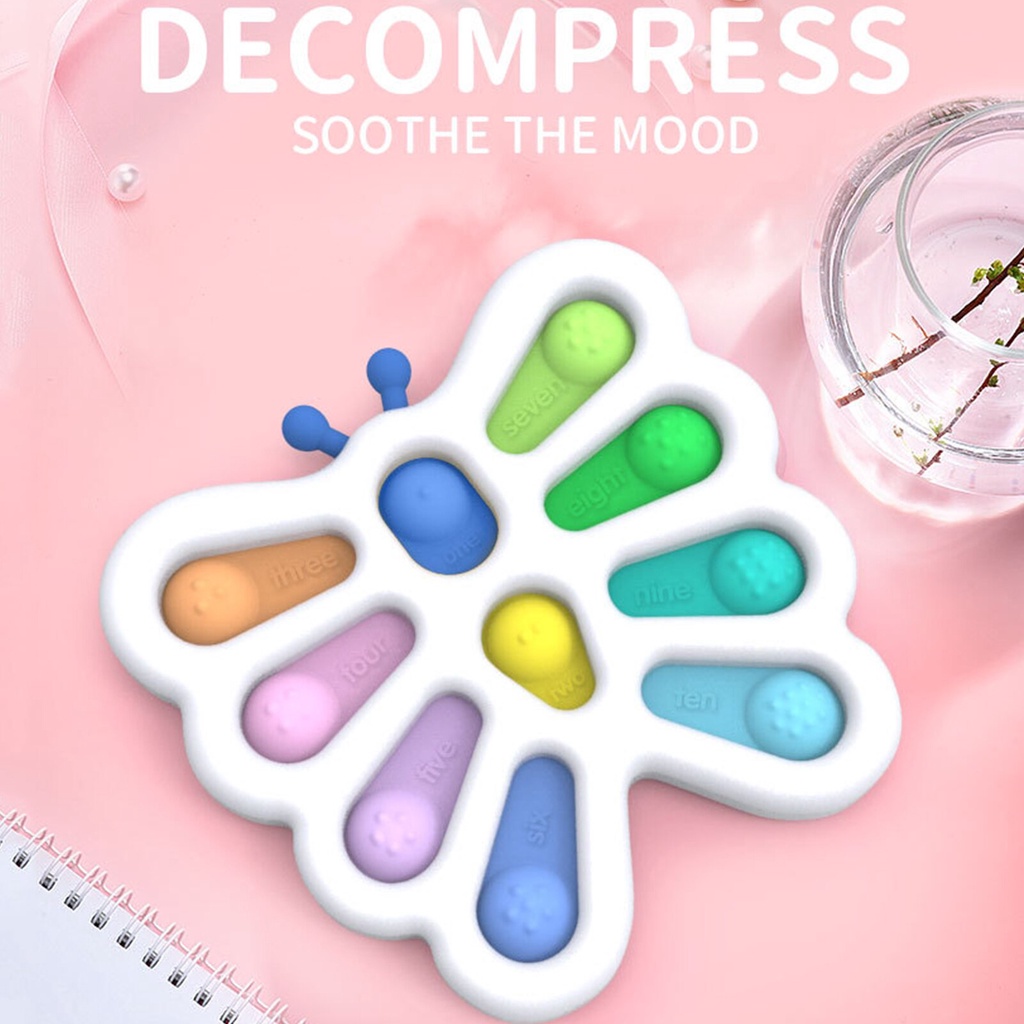 Fidget Simple Dimple Pop It Toy Silicone Multi Color Butterfly Shape ...