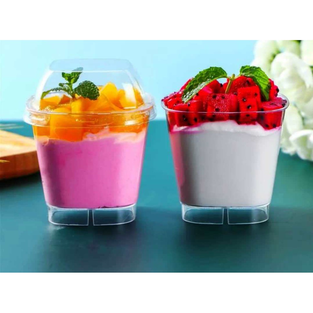 50 pcs/ 100 pcs 7063 Transparent Plastic Jelly Mousse Cup With Lid ...