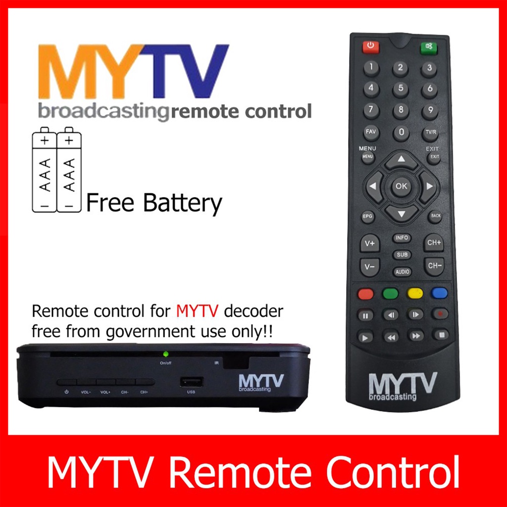 MYTV Remote Control (for Set Unit Dekoder Percuma sahaja) MYTV Digital ...