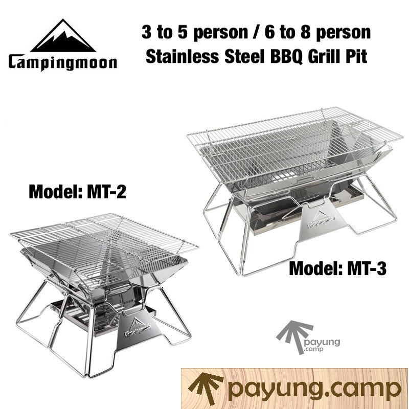 CAMPINGMOON Foldable Stainless Steel Barbecue Grill BBQ Pit Camping Grill Net MT-2 / MT3 ...