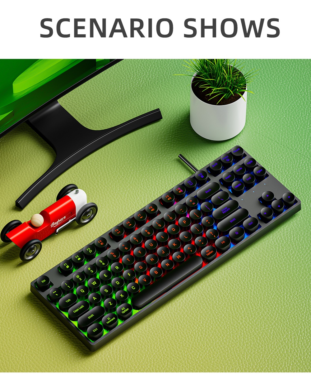 LEAVEN DK100 Punk Led Light Gaming Keyboard gaming Usb protable wired ...