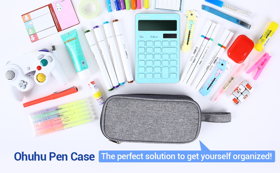 Ohuhu Fordable Pen Case for Pen Pencil Marker Stationery, Large ...