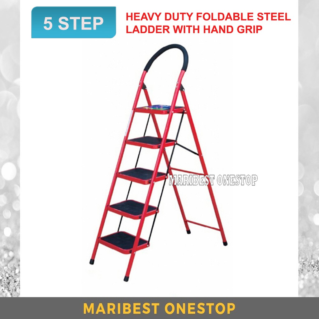 Heavy Duty Ladder Tangga Lipat 5 Steps With Hand Grip Thick Steel ...