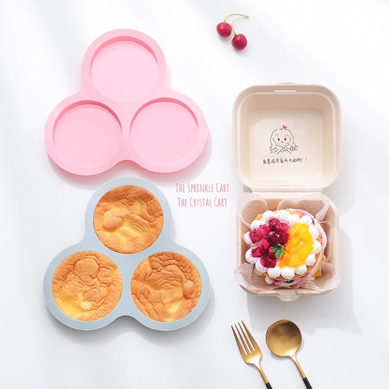 Bento Cake Round 4” inch Molder Silicone 3-hole Baking Birthday ...