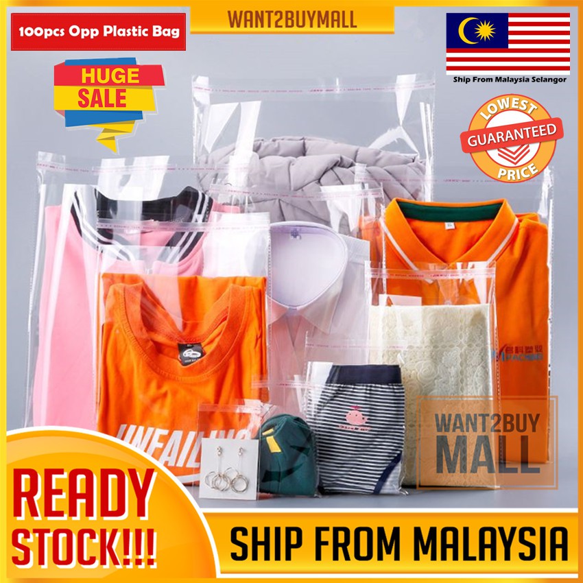 🇲🇾 🏆 100pcs Murah Transparent OPP Packaging Packing Clear Plastic Bag ...