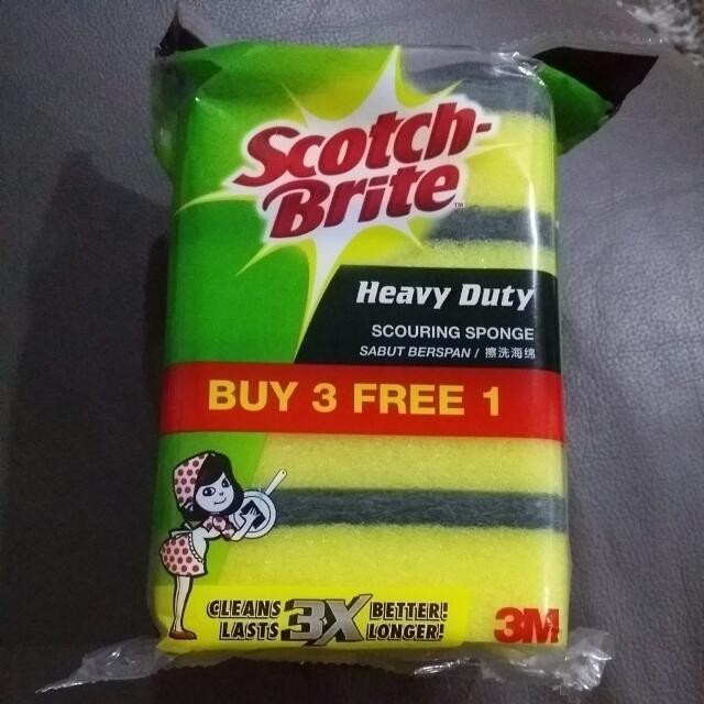 3M Scotch-Brite Heavy Duty Scouring Sponge (4pcs) | Shopee Malaysia