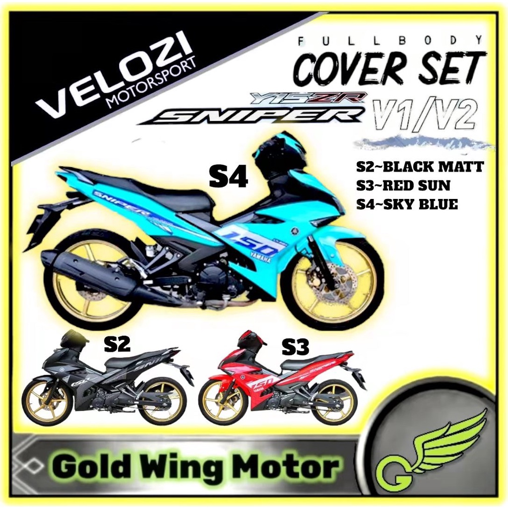 VELOZI YAMAHA FULL BODY COVER SET KIT SNIPER150 Y15 Y15ZR V1 V2 STICKER TANAM COLOUR PARTS ...