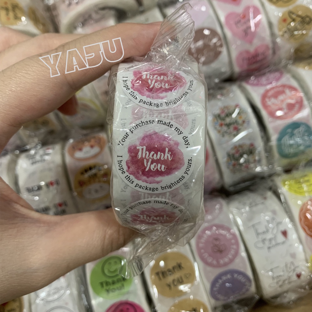 【YAJU!】Thank You & Handmake Sticker 25MM Label Seal Love Terima Kasih ...